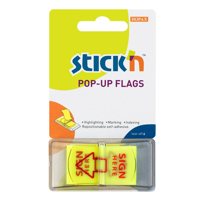 Pop Up Flags Sign Here Yellow 45x25mm 50 Sheets – Tawa Books & Post